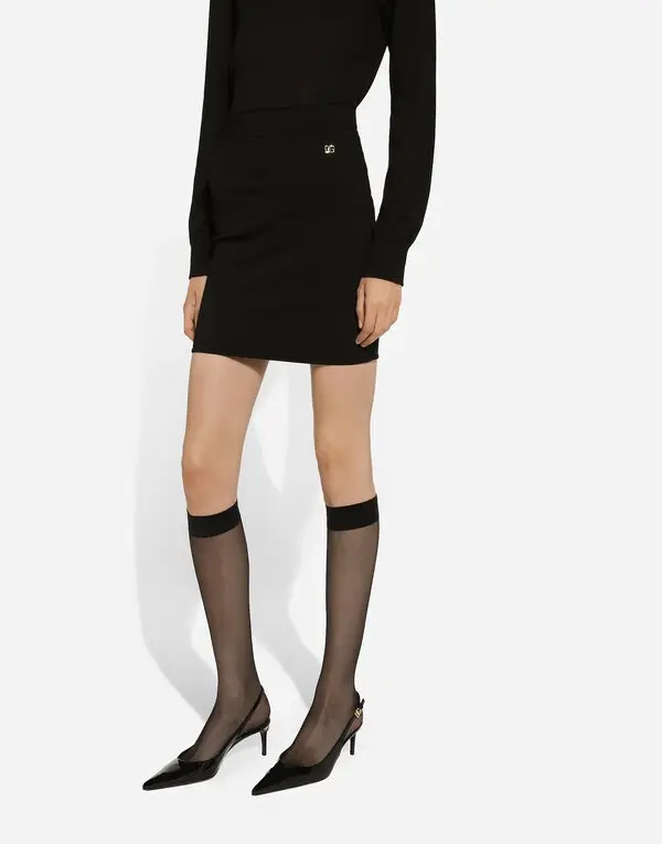 Dolce & Gabbana Stretch Viscose Knit Dg Logo Mini Skirt