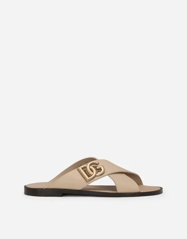 Dolce & Gabbana Calfskin Cross-strap Slides