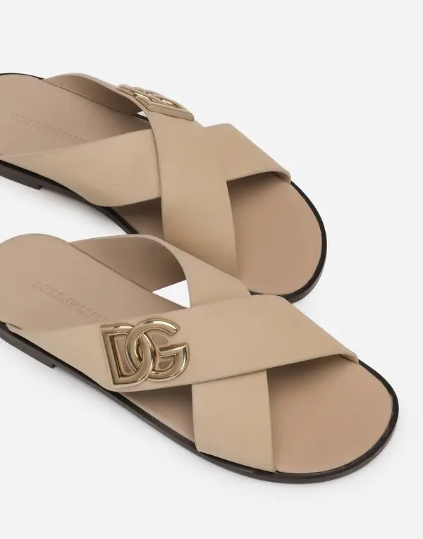 Dolce & Gabbana Calfskin Cross-strap Slides