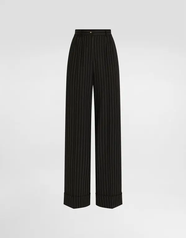 Dolce & Gabbana Pinstripe Bi-stretch Wool Trousers Pants And Shorts Wool - Multicolor