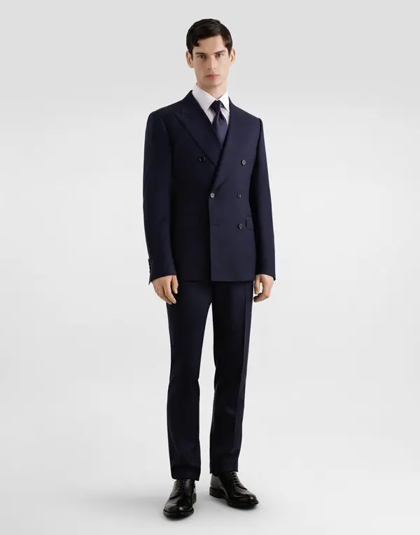 Dolce & Gabbana Double-breasted Micro-patterned Wool Suit Suits And Blazers