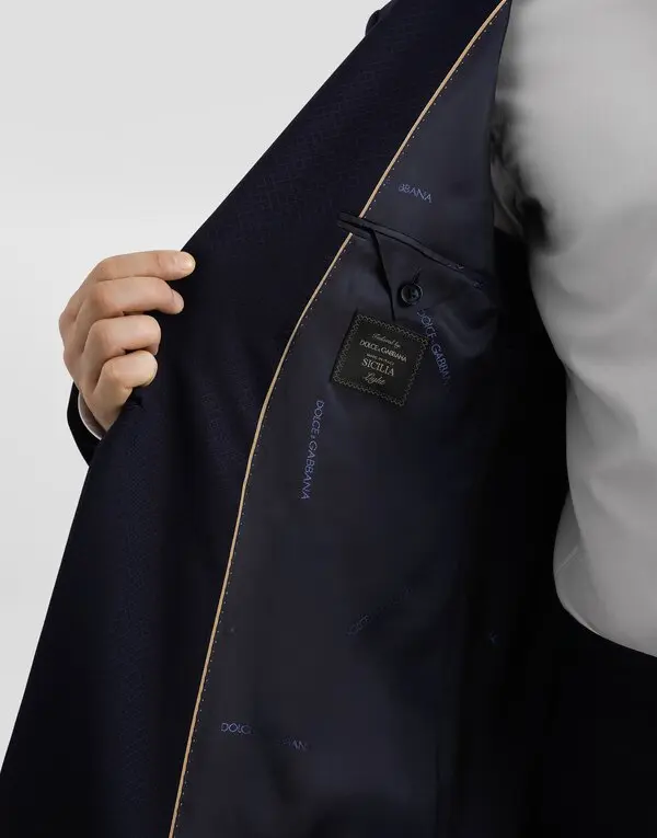 Dolce & Gabbana Double-breasted Micro-patterned Wool Suit Suits And Blazers