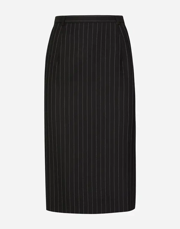 Dolce & Gabbana Pinstripe Wool Calf-length Skirt Skirts Multi-colored - Multicolor
