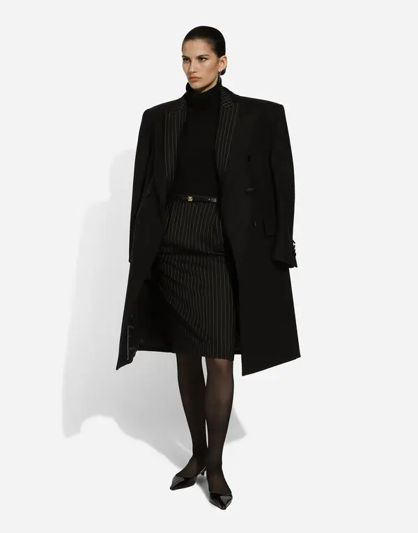 Dolce & Gabbana Pinstripe Wool Calf-length Skirt Skirts Multi-colored