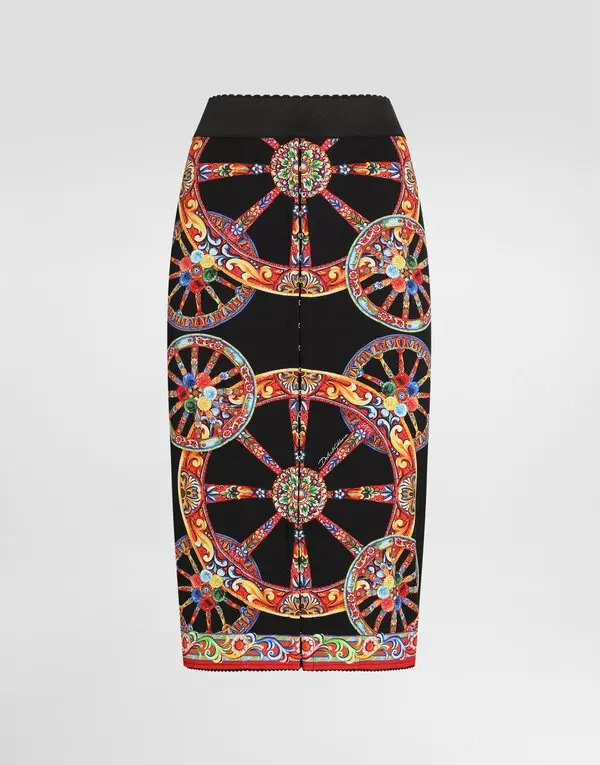 Dolce & Gabbana Carretto-print Charmeuse Long Skirt Skirts - Multicolor