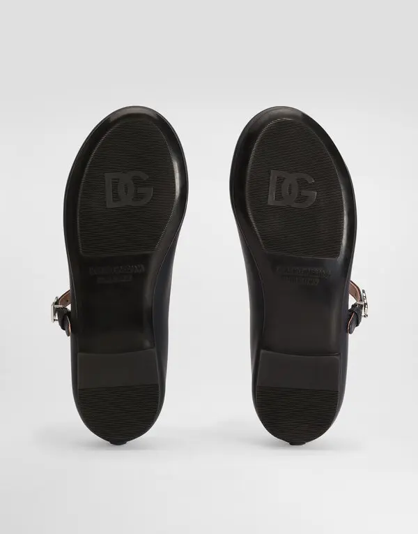 Dolce & Gabbana Nappa Leather Ballet Flats With Logo Buckle