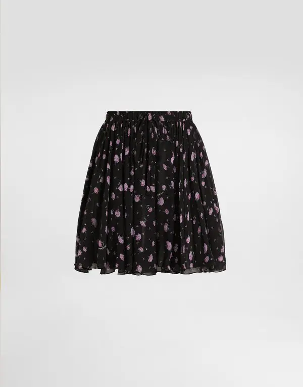 Dolce & Gabbana Carnations-print Chiffon Circle Skirt Skirts