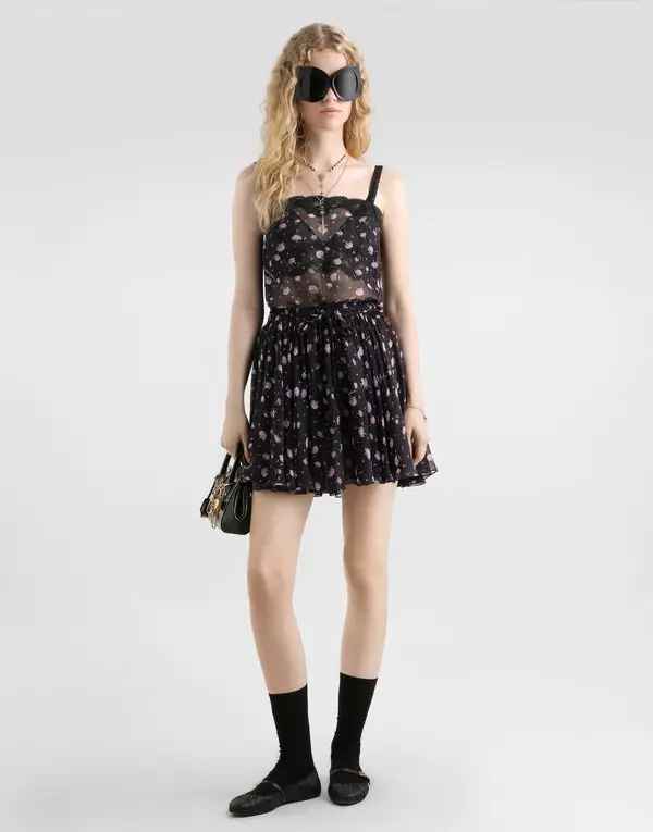 Dolce & Gabbana Carnations-print Chiffon Circle Skirt Skirts