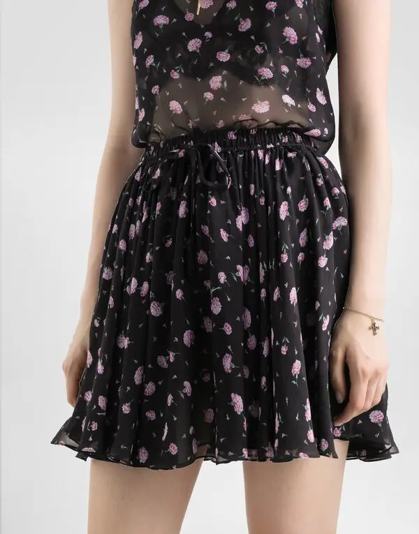 Dolce & Gabbana Carnations-print Chiffon Circle Skirt Skirts
