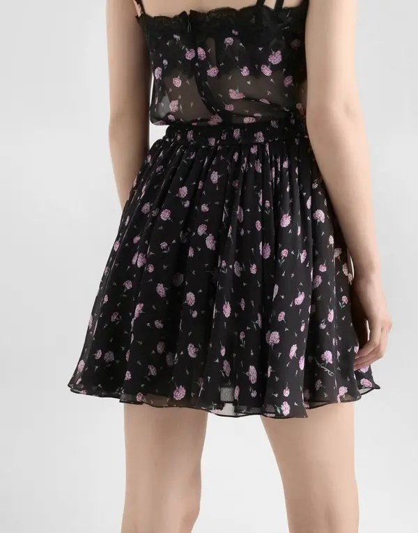 Dolce & Gabbana Carnations-print Chiffon Circle Skirt Skirts