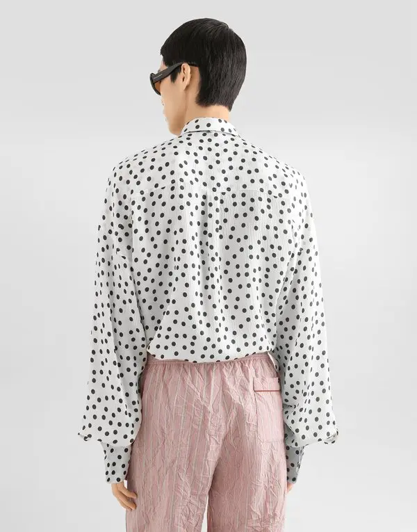 Dolce & Gabbana Polka-dot Print Wavy Silk Shirt Shirts