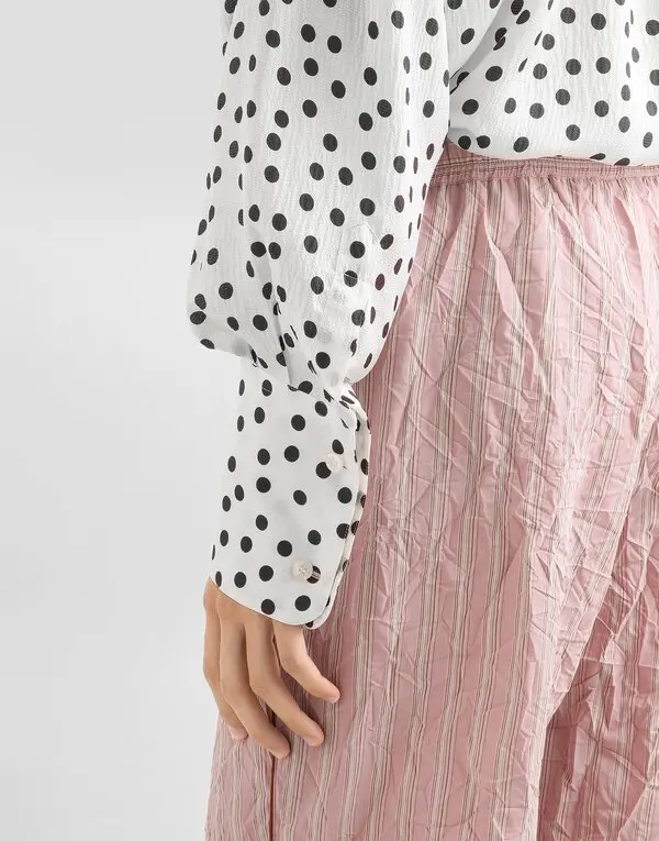 Dolce & Gabbana Polka-dot Print Wavy Silk Shirt Shirts
