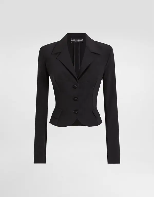 Dolce & Gabbana Short Single-breasted Technical Cady Jacket Blazers