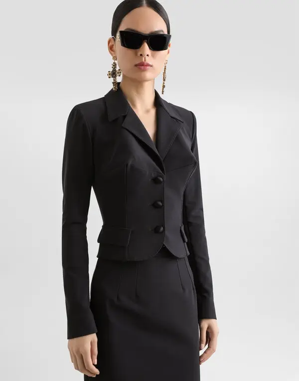 Dolce & Gabbana Short Single-breasted Technical Cady Jacket Blazers