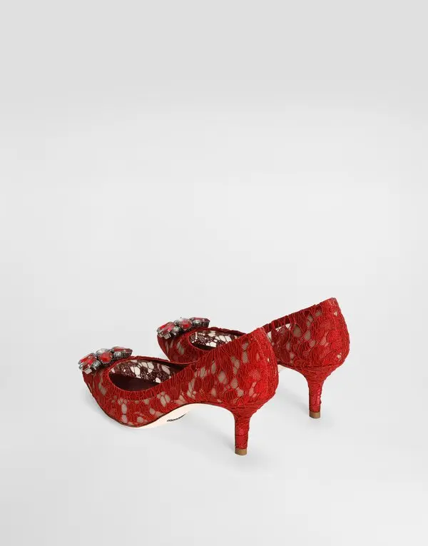 Dolce & Gabbana Lace Pumps With Brooch Detailing - Red