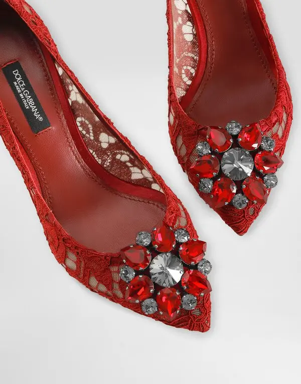 Dolce & Gabbana Lace Pumps With Brooch Detailing - Red