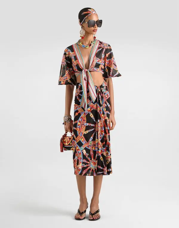 Dolce & Gabbana Carretto-print Batiste Top - Multicolor
