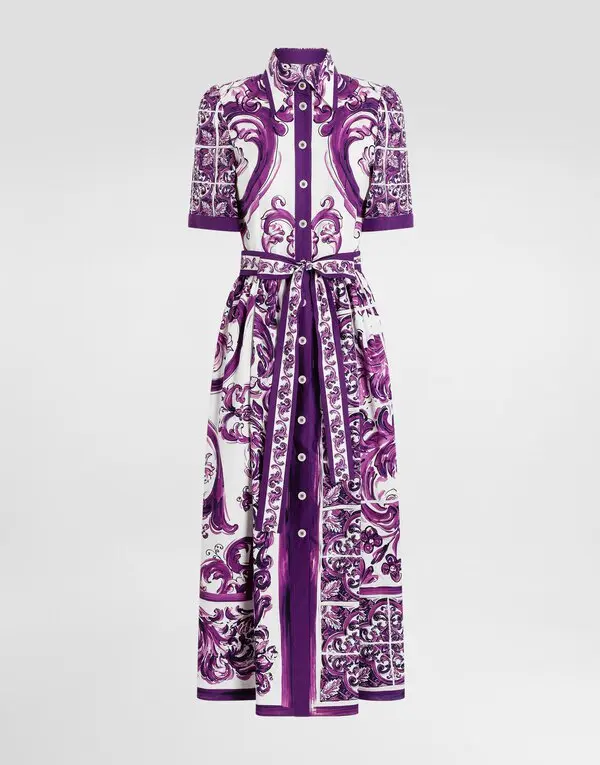 Dolce & Gabbana Majolica-print Poplin Shirt Dress Dresses - Multicolor
