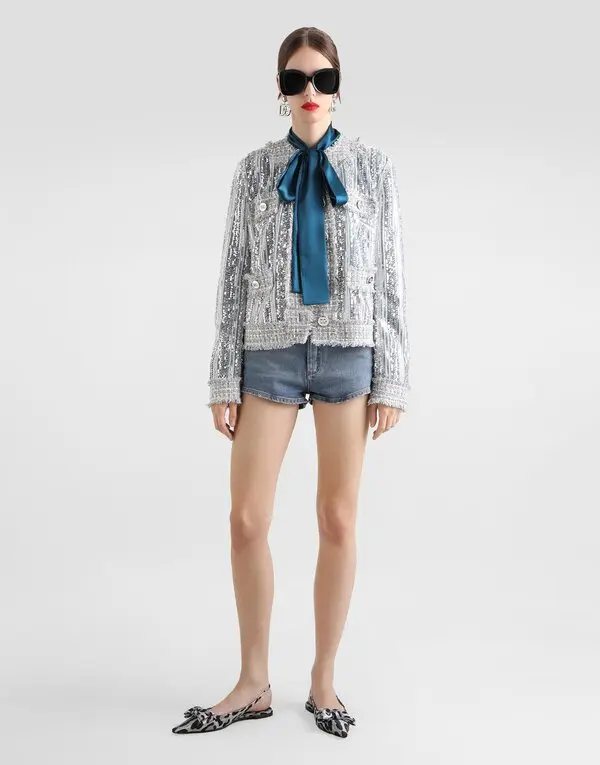 Dolce & Gabbana Tulle Gabbana Jacket With Sequin Embroidery Blazers