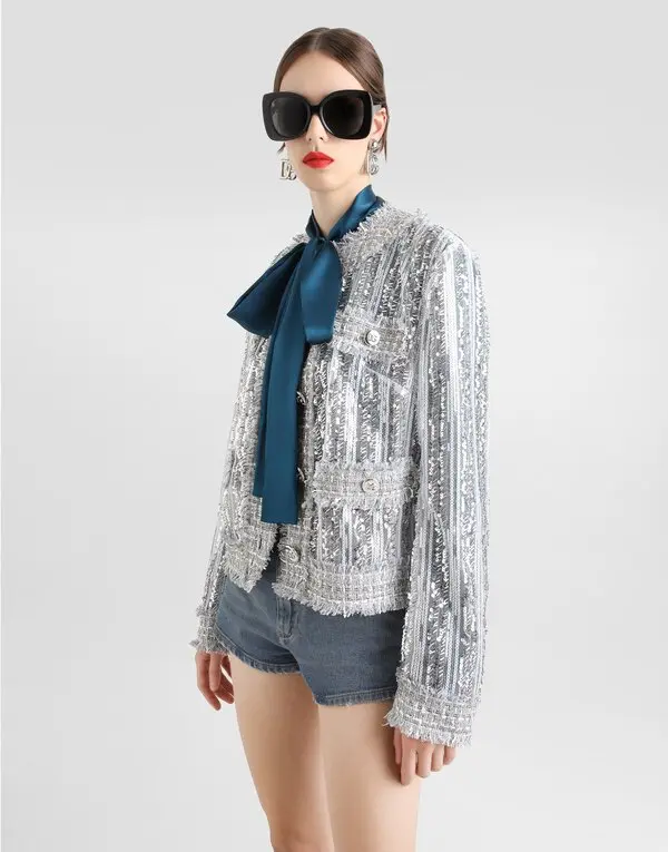 Dolce & Gabbana Tulle Gabbana Jacket With Sequin Embroidery Blazers