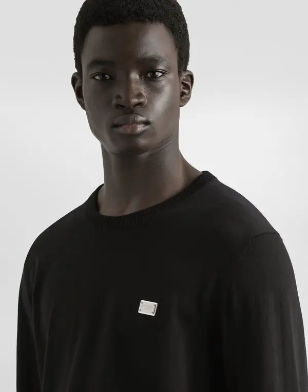 Dolce & Gabbana Cotton Round-neck Sweater - Black