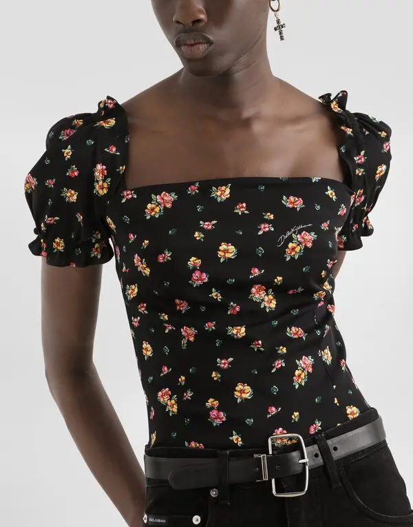 Dolce & Gabbana Small Floral Print Charmeuse Top - Multicolor
