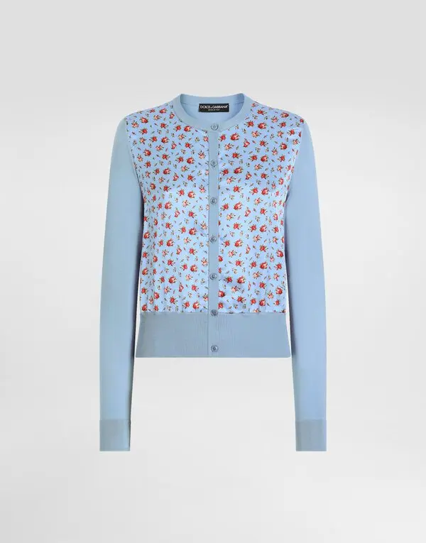 Dolce & Gabbana Small Rose-print Satin Cardigan Sweaters And Cardigans - Multicolor
