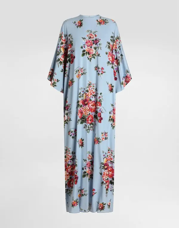 Dolce & Gabbana Flower Bouquet-print Long Charmeuse Dress Dresses - Multicolor