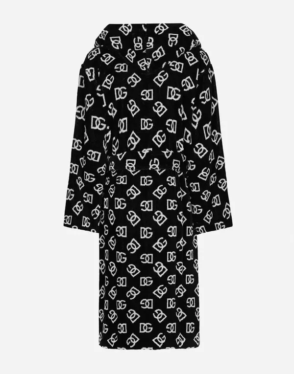Dolce & Gabbana Bath Robe In Cotton Terry Jacquard All Over-patterned Bathrobes