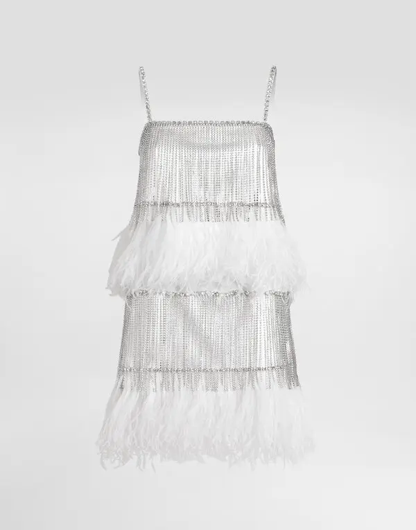 Dolce & Gabbana Satin Dress With Feathers Dresses