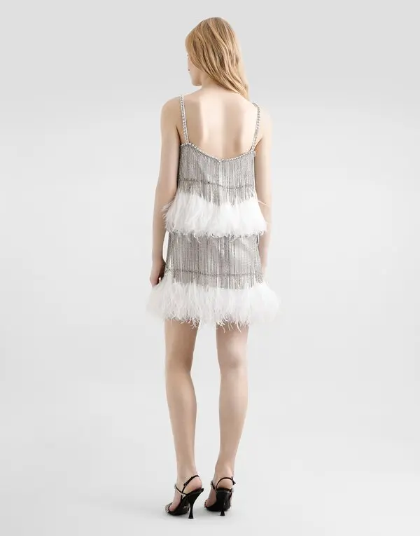 Dolce & Gabbana Satin Dress With Feathers Dresses