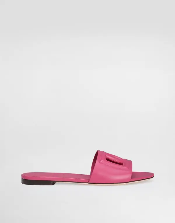 Dolce & Gabbana Leather Flat Slides And Mules - Lilac