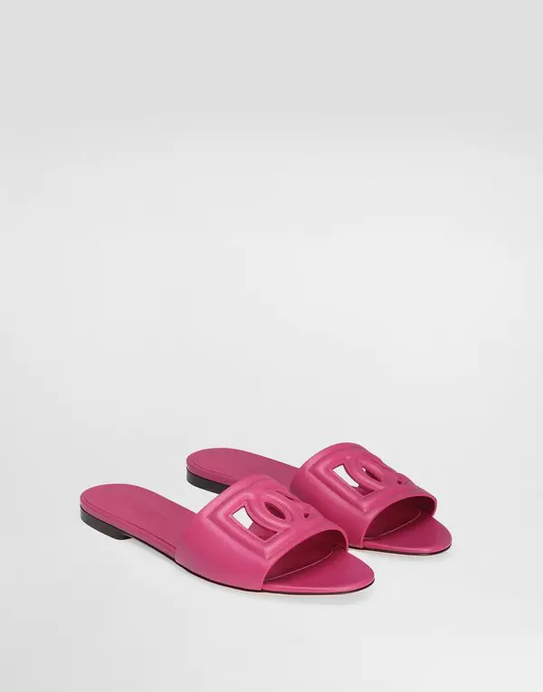 Dolce & Gabbana Leather Flat Slides And Mules - Lilac
