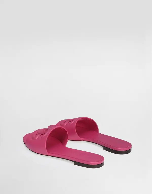 Dolce & Gabbana Leather Flat Slides And Mules - Lilac