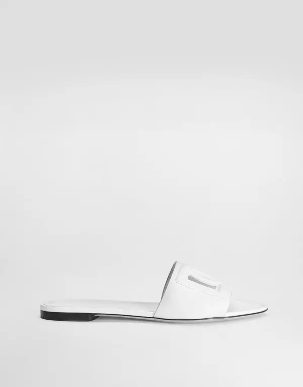 Dolce & Gabbana Calfskin Sliders Slides And Mules Leather - White