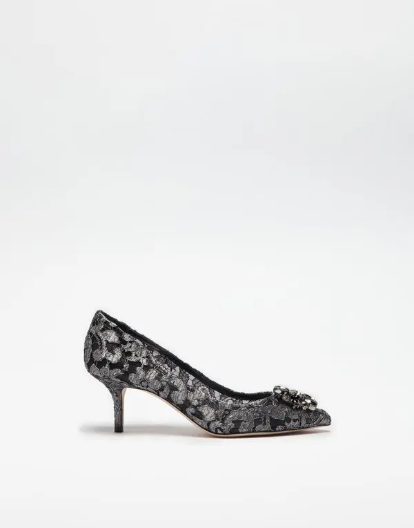 Dolce & Gabbana Lurex Lace Rainbow Pumps With Brooch Detailing Pumps And Slingback - Grey