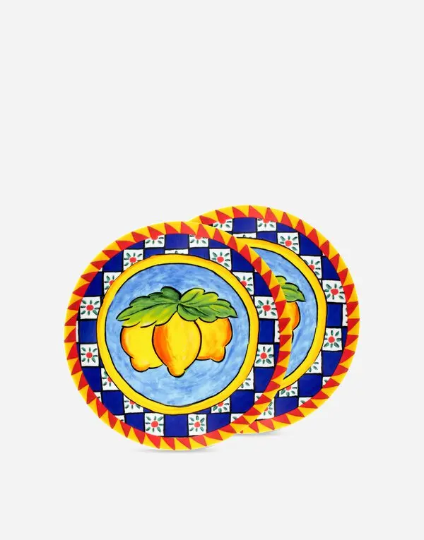 Dolce & Gabbana Set 2 Porcelain Dessert Plates Dessert Plates - Multicolor