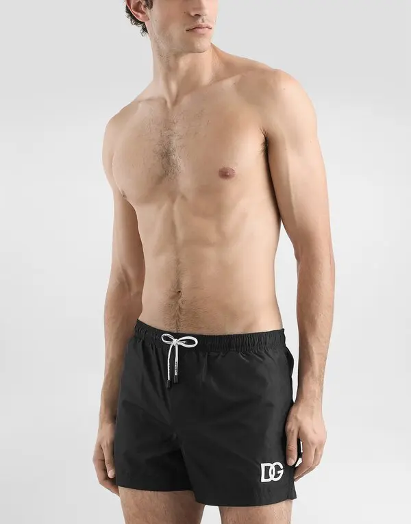 Dolce & Gabbana Swim Shorts With Dg Patch Beachwear Fabric