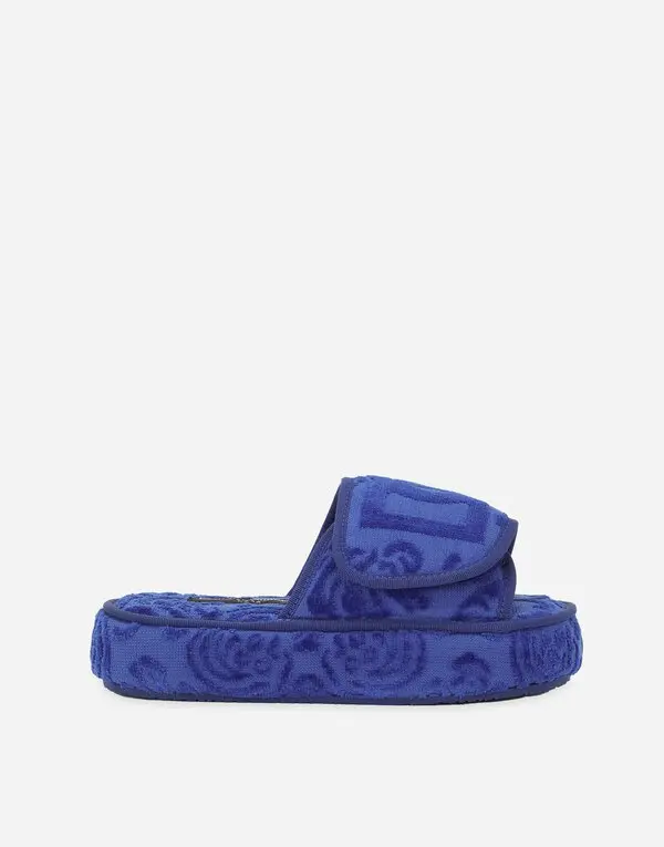Dolce & Gabbana Terry Cotton Plateau Slippes Platform Slip-ons