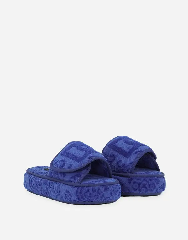 Dolce & Gabbana Terry Cotton Plateau Slippes Platform Slip-ons