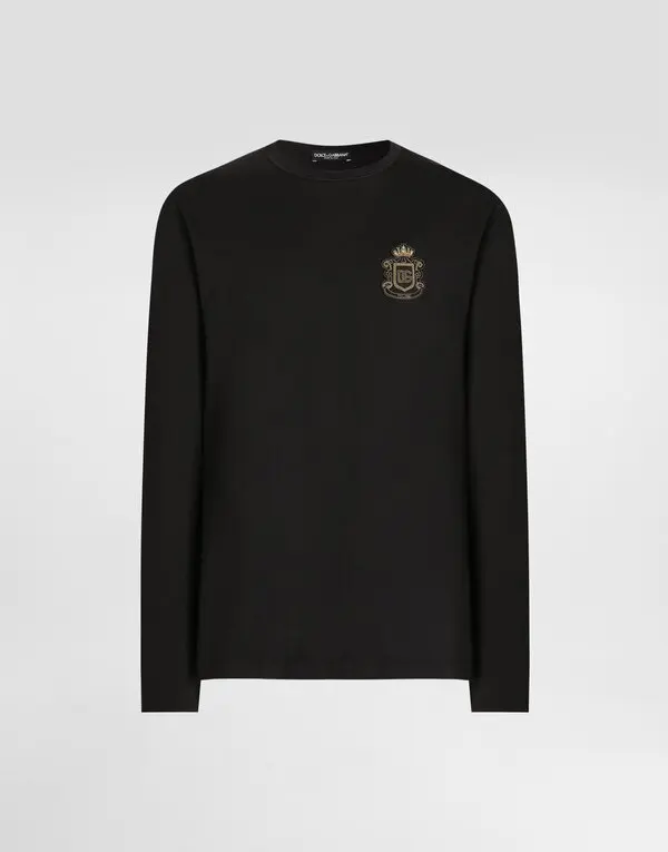 Dolce & Gabbana Cotton T-shirt With Heraldic Patch T-shirts And Polos - Black