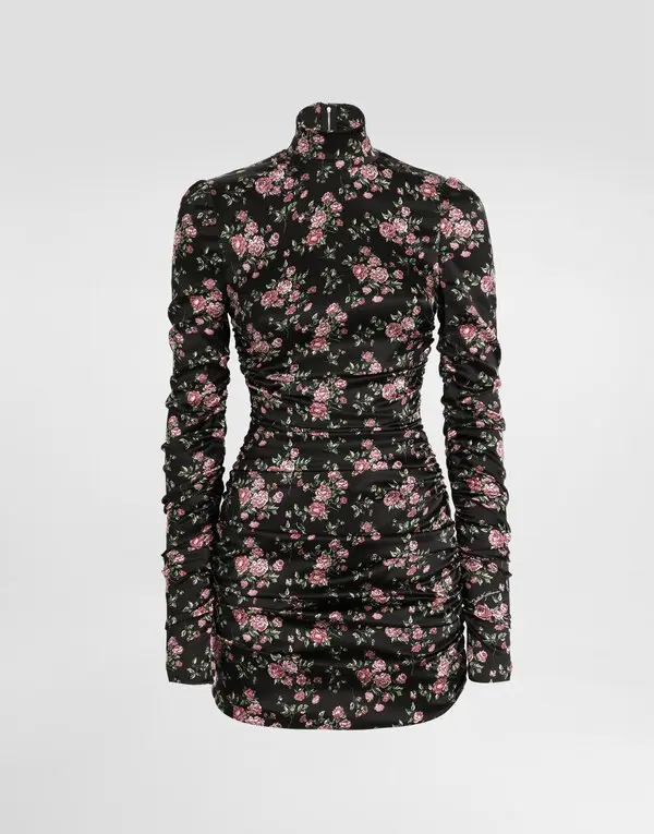 Dolce & Gabbana Vintage Rose-print Draped Dress Dresses - Multicolor