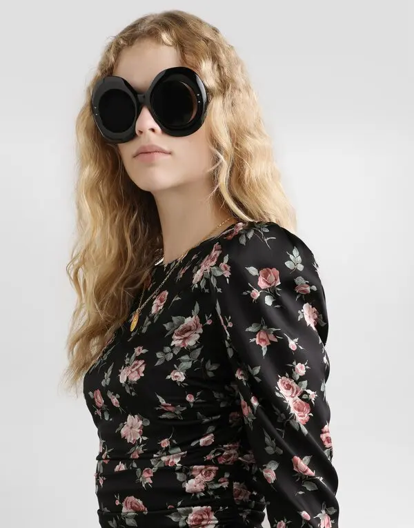 Dolce & Gabbana Vintage Rose-print Draped Mini Dress