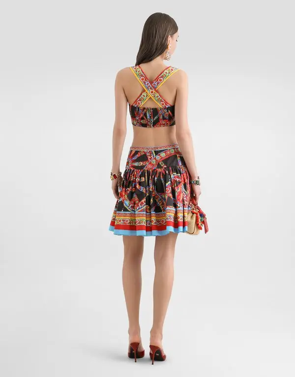 Dolce & Gabbana Carretto-print Poplin Miniskirt Skirts Multi-colored - Multicolor