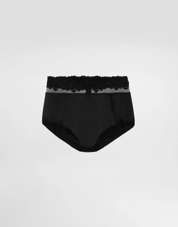 Dolce & Gabbana Tulle And Satin Briefs Underwear - Black