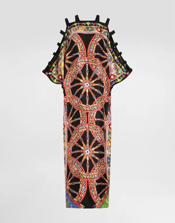Dolce & Gabbana Carretto-print Twill Kaftan Dress Dresses Multi-colored - Multicolor