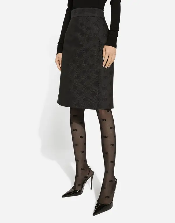 Dolce & Gabbana Quilted Jacquard Dg Logo Midi Skirt