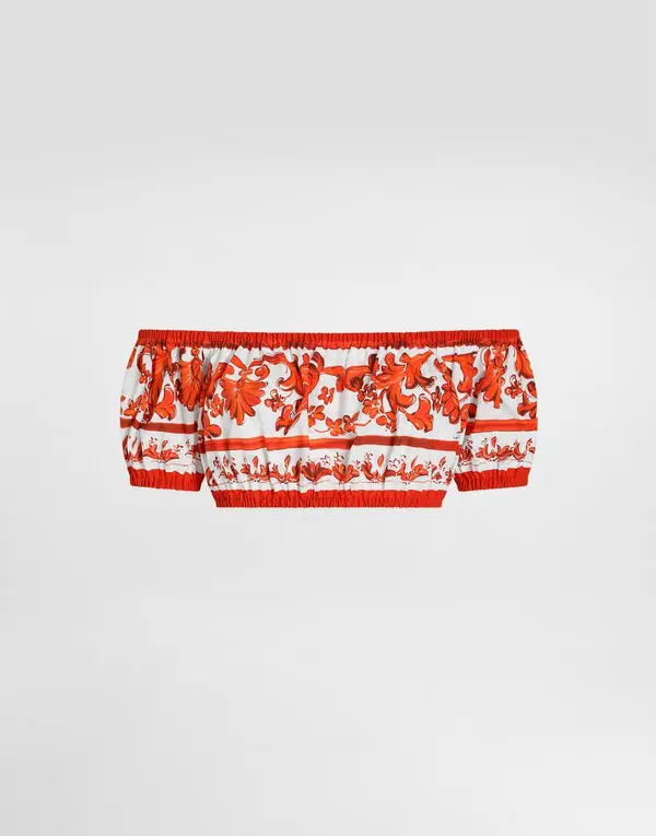 Dolce & Gabbana Majolica-print Charmeuse Fitted Top - Multicolor