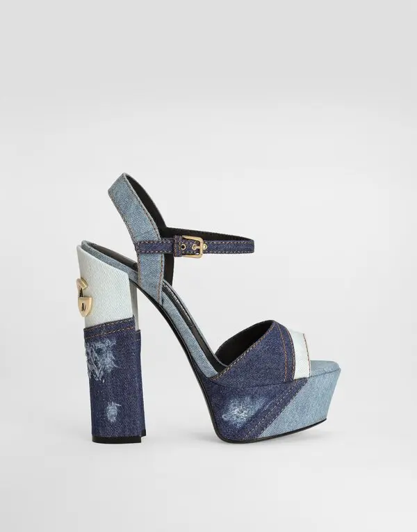 Dolce & Gabbana Patchwork Denim Platform Sandals Sandals And Wedges Denim