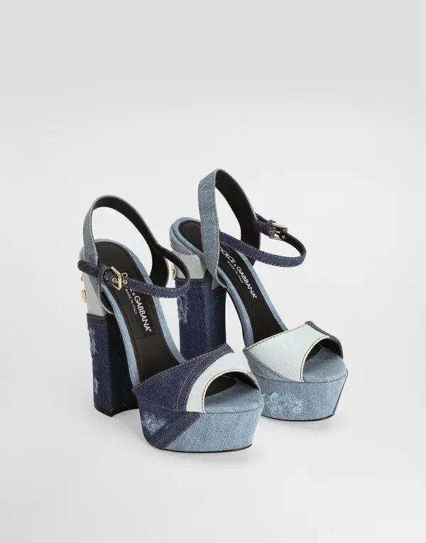 Dolce & Gabbana Patchwork Denim Platform Sandals Sandals And Wedges Denim